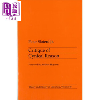 犬儒理性批判 Critique of Cynical Reason 英文原版 彼得 斯劳特戴克 Peter Sloterdijk