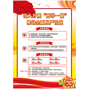 党支部宣传画展板挂图新版党建制度牌党员活动室布置党务工作入党誓词墙贴纸ODL15 ODL15-16 两学一做 80*60厘米  覆膜防水PP贴纸