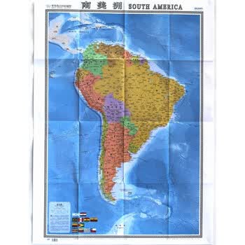 2019全新正版 南美洲地图大张1.17米x0.86米国家边界港口航海线首都