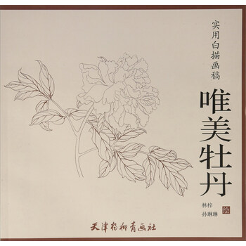 实用白描画稿 唯美牡丹