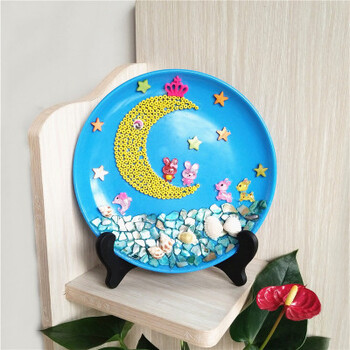 威艾斯儿童益智手工DIY天然贝壳海螺贴画材料包 创意手工粘贴圆盘画礼物 嫦娥奔月