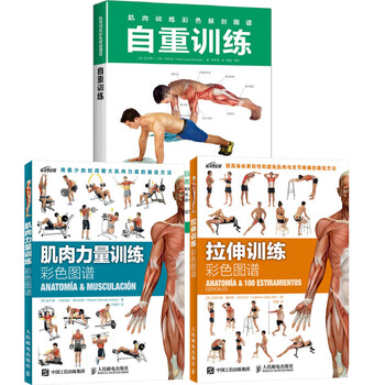 正版包邮 肌肉力量训练彩色图谱+拉伸训练彩色图谱+肌肉训练彩色解剖图谱 自重训练书籍