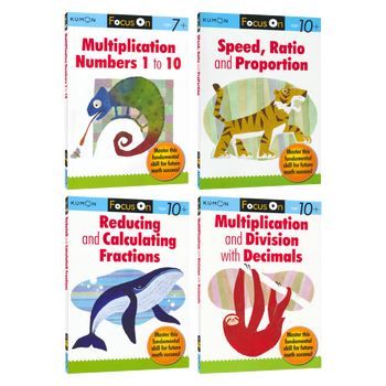 小学数学训练练习册 Kumon Focus On Math Workbooks公文式教育英文数学教辅 4册套装
