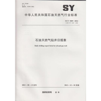SY/T 5089-2012 石油天然气钻井日报表