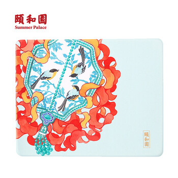 颐和园 皇家中国风环保柔软加厚防滑鼠标垫 办公创意礼品生日送礼 玉扇点翠