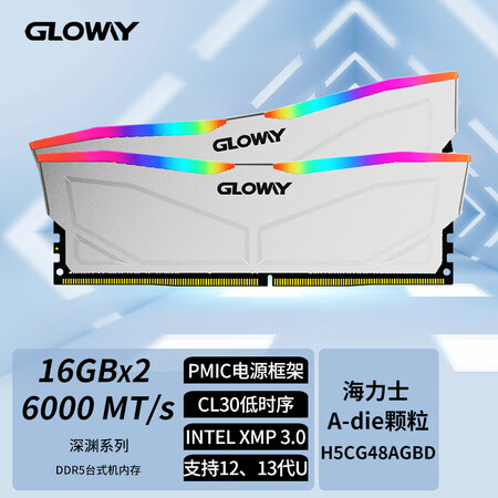 【光威GLOWAY 深渊RGB系列 DDR5 PC 32GB（16GBX2）6000 CL30】光威（Gloway）32GB(16Gx2)套装 ...