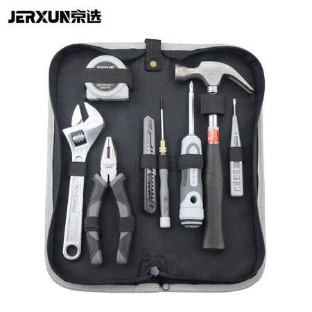 京选（JERXUN）家用工具套装多功能组合工具包维修钳子螺丝刀扳手卷尺小锤子组套 9件小夹包组套【图片 价格 品牌 报价】-京东