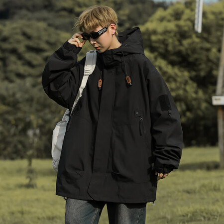 AXDC外套男夹克潮流休闲秋冬新款衣服防水防风宽松潮男百搭高街冲锋衣 SS-J90黑色 XL(建议135-155斤)【图片 价格 品牌 报价】-京东