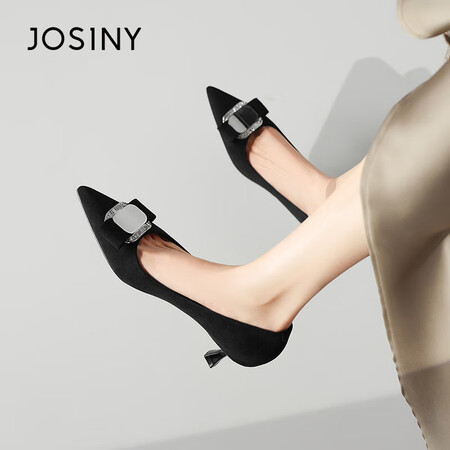 卓诗尼（Josiny）高跟鞋女2024年秋季新款法式优雅气质宴会职场尖头细跟浅口单鞋女 黑色 34【图片 价格 品牌 报价】-京东