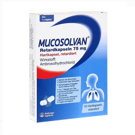 德国直邮原装进口德国沐舒坦（Mucosolvan）婴幼儿童宝宝咳嗽化痰果味糖浆 清肺排痰干咳痰咳 1盒装 12岁以上10粒急慢性支气管咳嗽化痰 ...