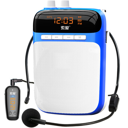 【索爱S-518】索爱（soaiy）S-518 无线便携扩音器 小蜜蜂大功率教学导游腰挂扩音器 插卡U盘播放器 唱戏机 月光蓝【行情 报价 价格 评测】-京东