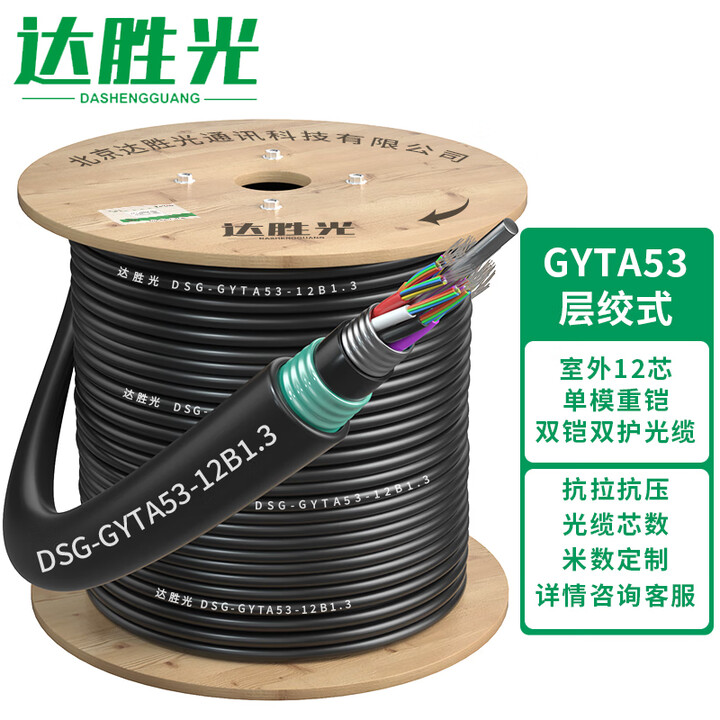 【达胜光DSG-GYTA53-12B1.3】达胜光 GYTA53室外单模光缆12芯1米 重铠地埋层绞式光纤线 电信级架空/管道/直埋 DSG-GYTA53-12B1.3【行情 报价 价格 评测】-京东