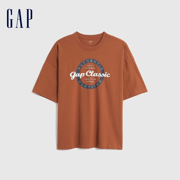 Gap男女装夏季LOGO纯棉落肩短袖廓形亲肤T恤858370情侣装上衣 棕色 180/96A(M)【图片 价格 品牌 报价】-京东