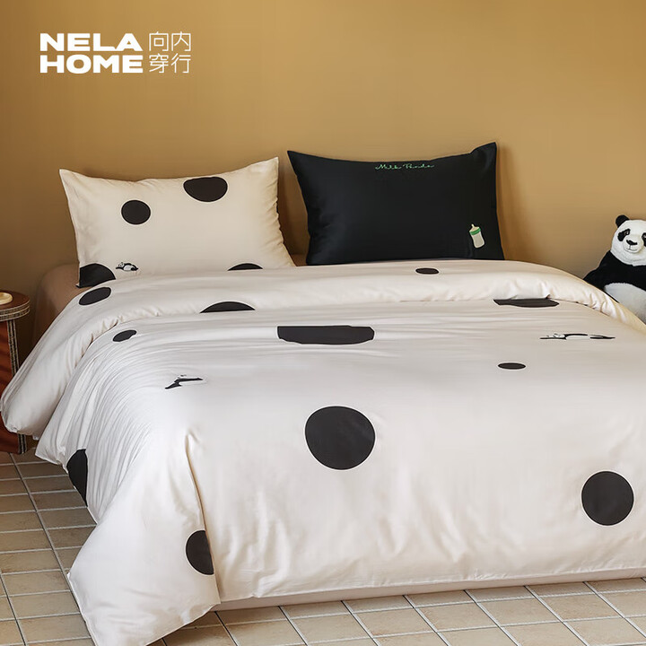 【NELA HOME-熊猫点点】NELA HOME全棉波点熊猫刺绣设计师床上四件套-熊猫点点-1.5/1.8m床单款【行情 报价 价格 评测】-京东