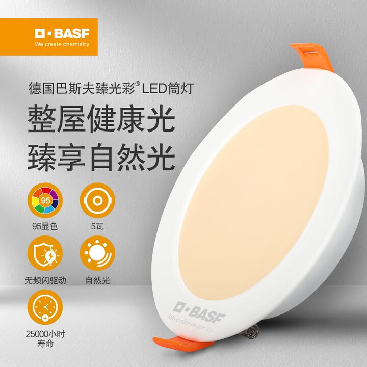 巴斯夫（BASF）德国巴斯夫led筒灯5w孔灯客厅吊顶天花灯嵌入式过道射灯家用筒灯 自然光（标价为8个）【图片 价格 品牌 报价】-京东