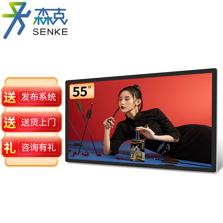 【森克SK-55GB】森克 壁挂广告机LED高清液晶显示屏播放器智能触摸触控宣传商场楼宇电梯吊挂式数字标牌 55英寸网络版非触摸【行情 报价 价格 评测】-京东