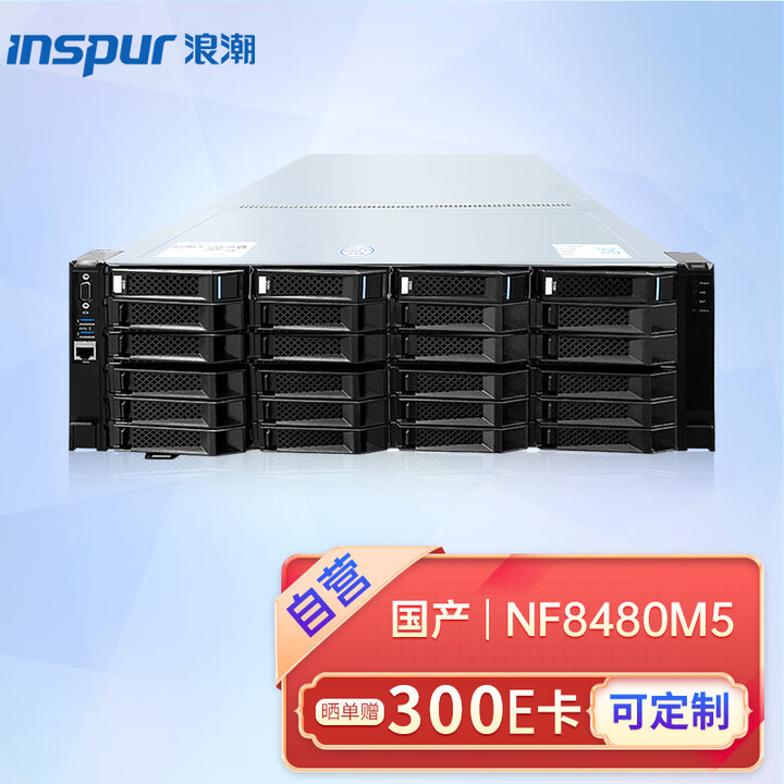 浪潮（INSPUR）NF8480M5服务器 4U机架式 4颗金牌5220 72核心 2.2G丨四电源 512G丨2块1.92T+8块2.4T丨2G阵列卡【图片 价格 品牌 报价】-京东