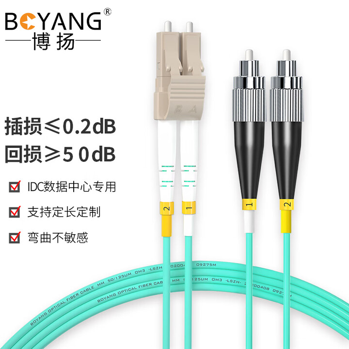 仁聚益适用于定制万兆多模跳线 OM3-300双芯尾纤2.0 LSZH 抗弯曲线 LC-FC多模双工 50/125 BY-W55 5m【图片 ...