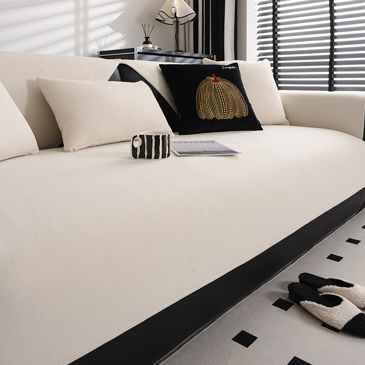 顶姿沙发垫四季通用2025新款防滑坐垫雪尼尔轻奢纯色皮沙发套罩盖布巾 高定加厚雪尼尔-米白色 110*210cm（三人位）【图片 价格 品牌 报价】-京东