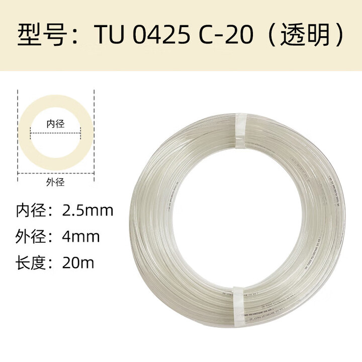 原装SMC气管聚氨酯PU高压软管TU0425/0604/0805/1065/1610/1208BU TU0425C-20_透明20米【图片 ...