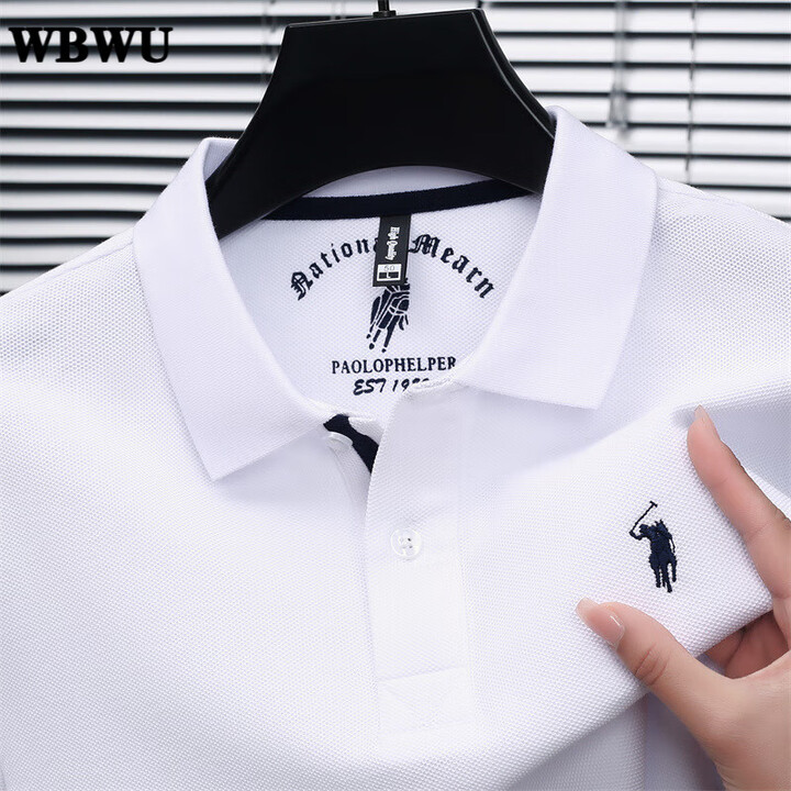 WBWU轻奢品牌polo衫男士t 恤短袖夏季高端男装翻领半袖商务休闲上衣服 G25136白色 L (建议125-145斤)【图片 价格 品牌 ...