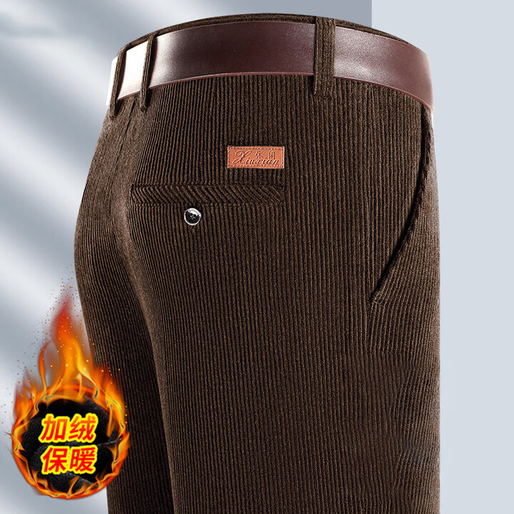 【W.xuan955】W.xuan灯芯绒男裤中老年人加绒加厚款秋冬季条绒裤子男爸爸装休闲裤深裆【行情 报价 价格 评测】-京东