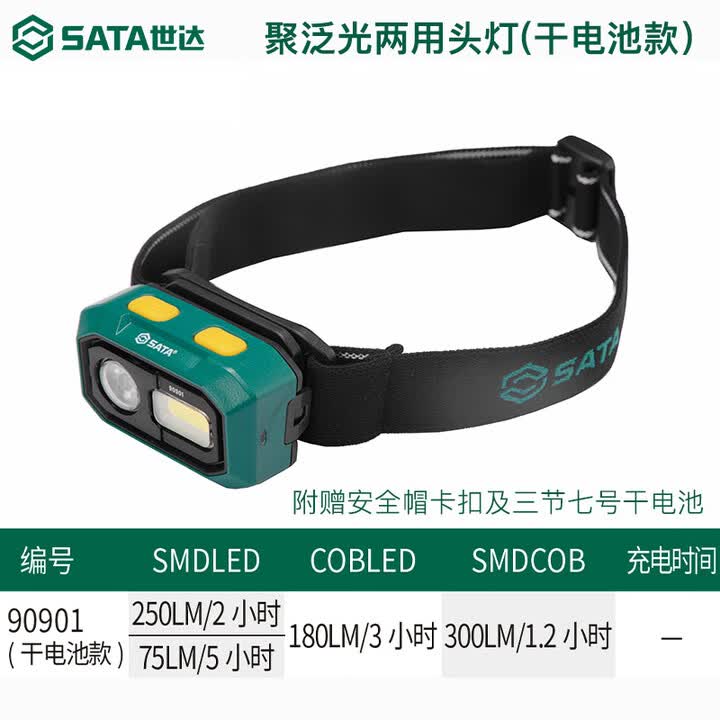 世达（SATA）头灯头戴式照明灯聚泛光两用头灯长续航锂电感应聚/泛光头灯90901 (干电池款)90901【图片 价格 品牌 报价】-京东