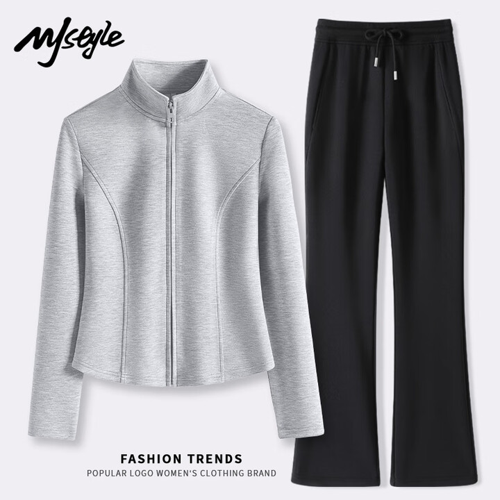 【MJ STYLE122424NJ03+25NK62】MJ STYLE外套休闲裤子套装女2026年春秋新款修身卫衣百搭高腰微喇裤两件套【行情 ...