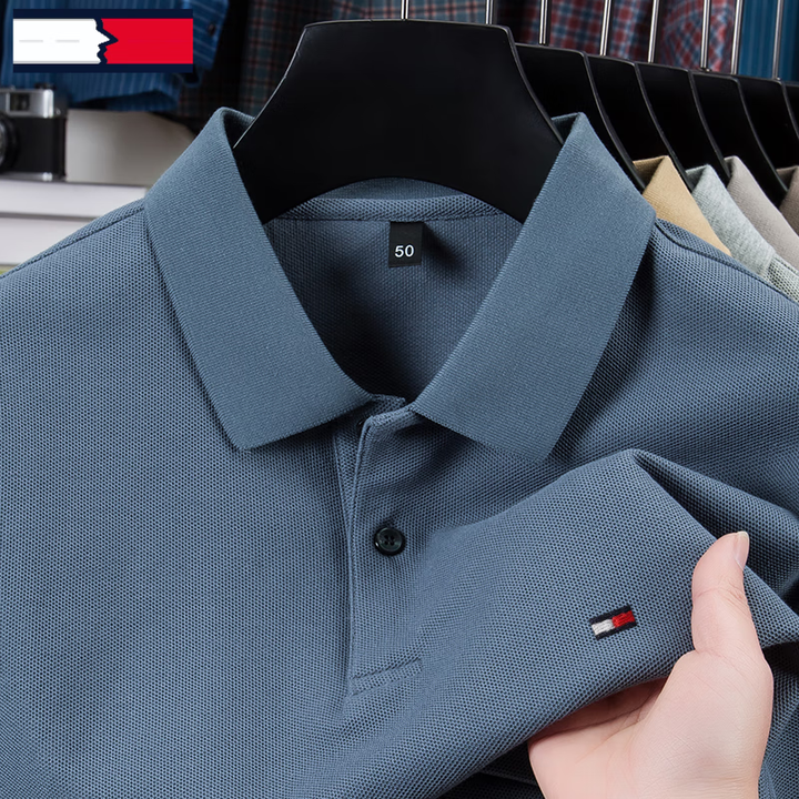 汤米希凯利美国汤米tomm男士短袖POLO衫夏季高端商务休闲翻领纯棉半袖T恤 灰蓝:(纯棉100％) 2XL 180(155-170斤)【图片 ...