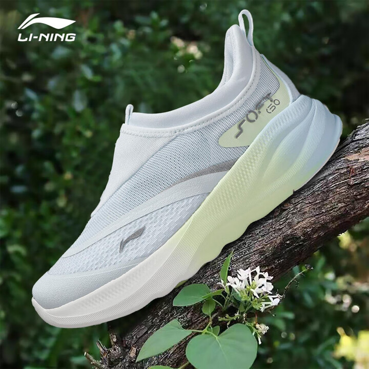 李宁（LI-NING）2025新品SOFT GO 2女子柔软慢跑一脚蹬时尚休闲鞋AGLV006 AGLV006-38乡空蓝 37.5【图片 ...