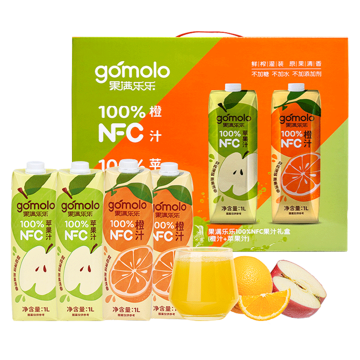 【果满乐乐橙汁+苹果汁果汁礼盒】果满乐乐（gomolo）100%NFC橙汁+苹果汁果汁礼盒 4升 饮料鲜果冷压榨鲜榨果汁【行情 报价 价格 ...