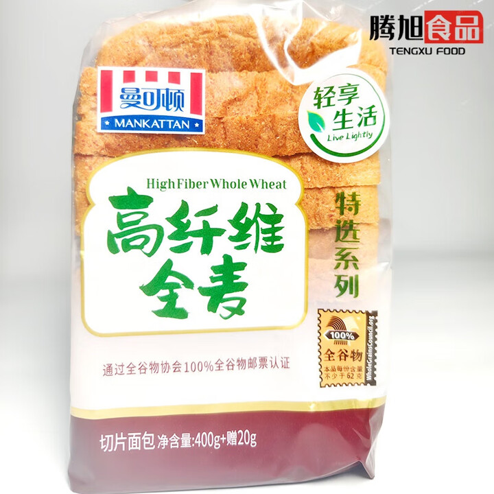 曼可顿（MANKATTAN）【短保】高纤维面包切片吐司学生充饥代早餐宿舍零食品 1袋(11片) 420g【图片 价格 品牌 报价】-京东