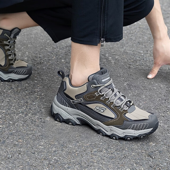斯凯奇（Skechers）男鞋秋冬2025新款厚底增高老爹鞋轻便减震休闲鞋徒步鞋运动鞋男 OLBR 41【图片 价格 品牌 报价】-京东