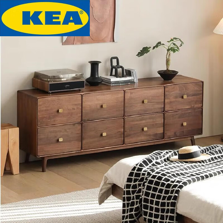 小米米北美黑胡桃木斗柜卧室储物柜靠墙收纳柜边柜 进口北美白蜡木210*45*78cm【图片 价格 品牌 报价】-京东