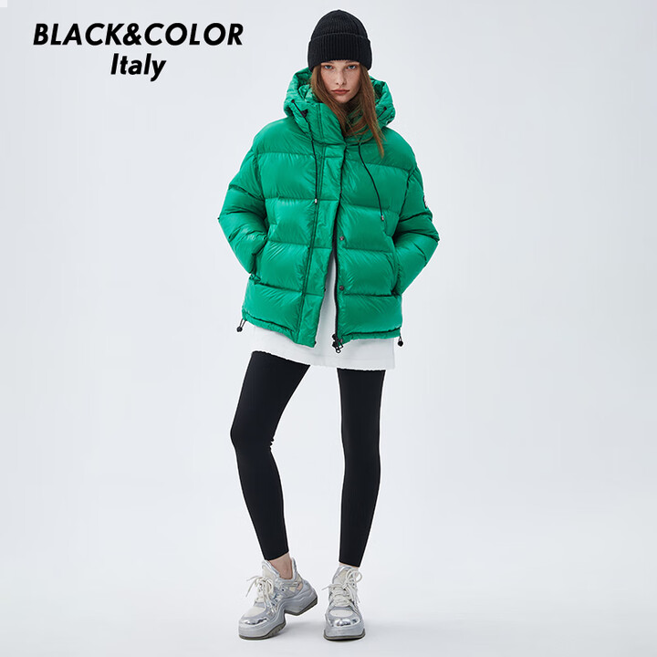BLACK&COLOR绿色羽绒服女中长款2025秋冬新款高级感90白鸭绒东北加厚连帽外套 bv绿 M 115-135【图片 价格 品牌 报价】-京东
