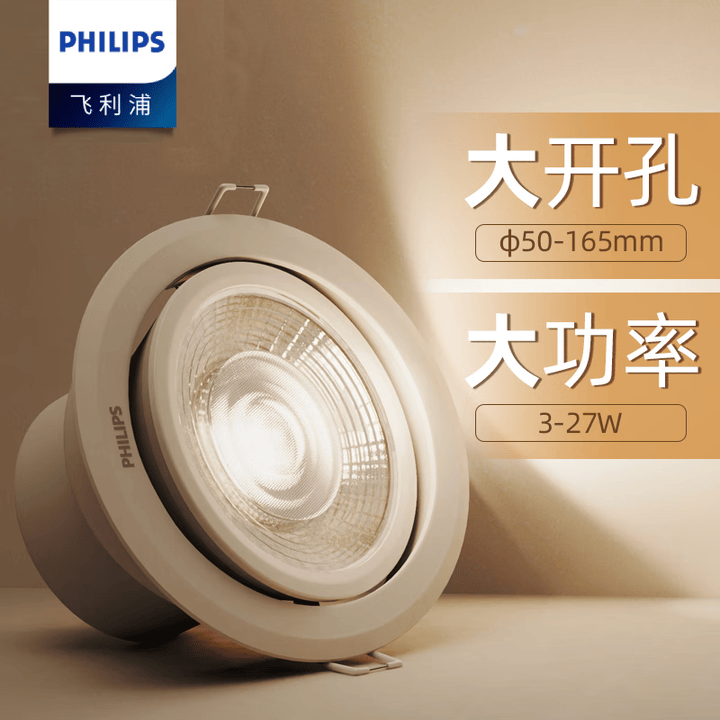 【飞利浦RS100】飞利浦（PHILIPS） LED射灯天花灯嵌入式吊顶客厅走廊服装店商场酒店 RS100 【中光3W】 开孔55-60mm ...