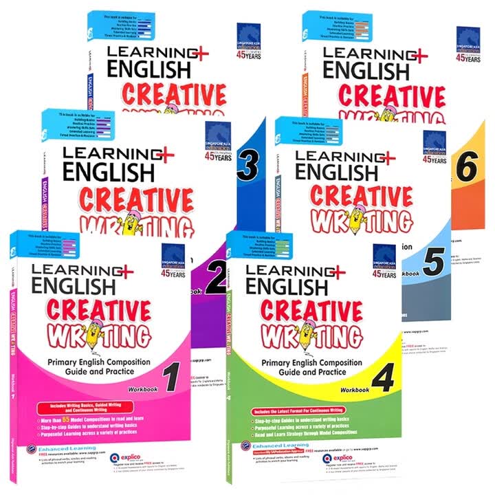 《英文原版新加坡SAP Learning English Creative Writing Workbook 写作1-6年级学习系列英语写作 ...