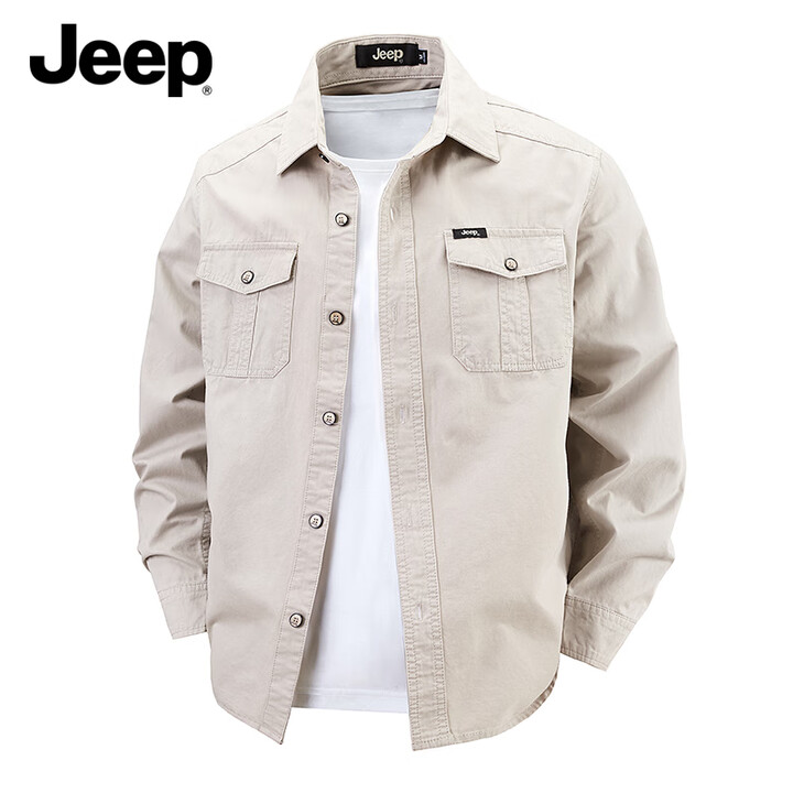 【吉普XYP743MWH112】JEEP美式工装衬衫外套男2025春秋新款宽松日系复古休闲长袖衬衣【行情 报价 价格 评测】-京东