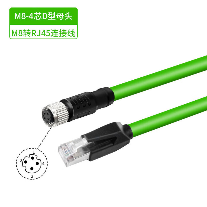 M8转RJ45连接器航空插头4P四芯D/A型公母通讯网线分配器总线 M8转RJ45_4芯D型母头 20m【图片 价格 品牌 报价】-京东