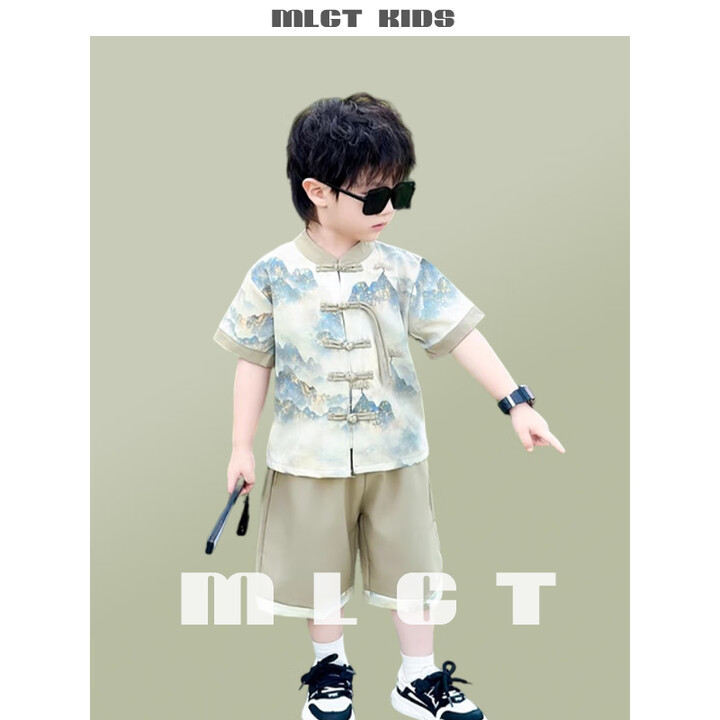 mlgt kids童装汉服男童国风唐装儿童中式套装夏季新款女童古装演出服 杏色【男童】 90 cm【图片 价格 品牌 报价】-京东