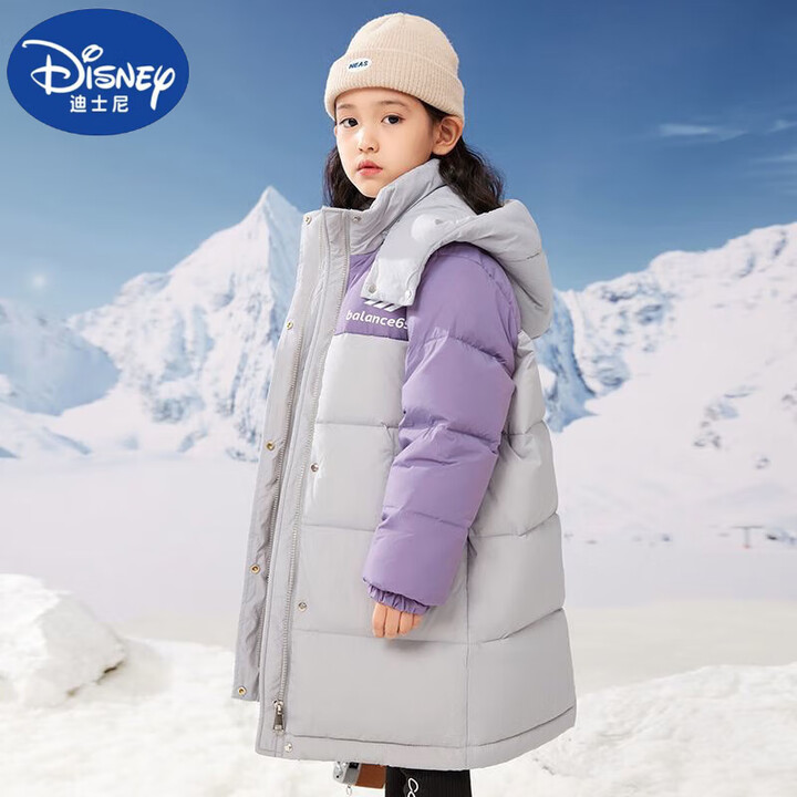 迪士尼（DISNEY）长款儿童羽绒服男童女童2025冬季新款洋气中大童加厚保暖防寒外套 香芋紫 男女同款 120 cm适合30斤-45斤【图片 ...