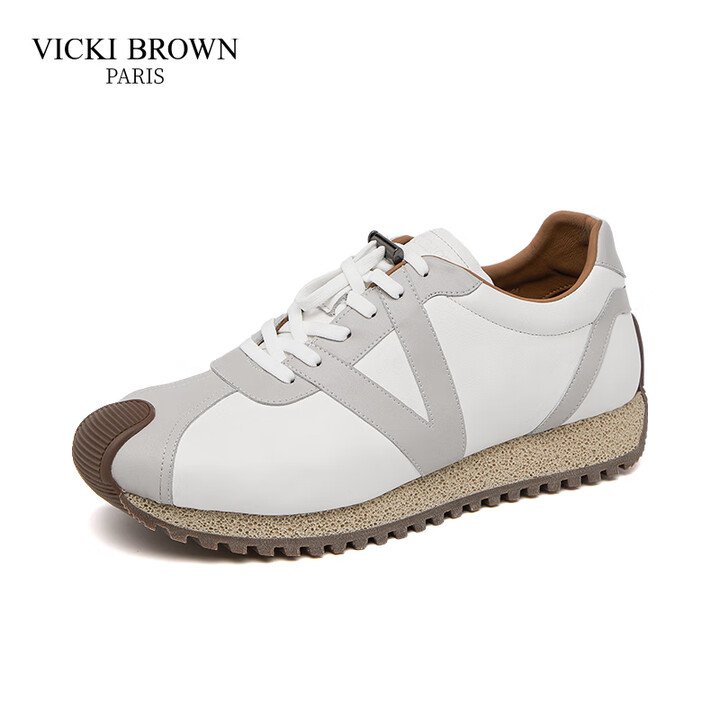 未毕（VICKI BROWN）【VB男鞋】法国品牌新款潮流休闲鞋时尚百搭皮鞋羊皮内里鞋子男 白灰 40【图片 价格 品牌 报价】-京东