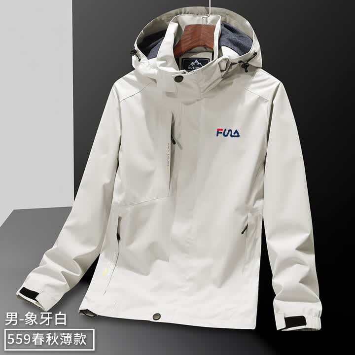 Fila斐家斐家品牌防风冲锋衣男士2025新款春秋季潮女士休闲外套 -象牙白男春秋 5XL 男款205-225斤【图片 价格 品牌 报价】-京东