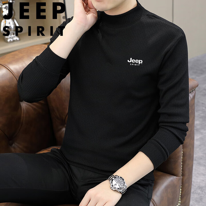 【JEEP SPIRITJEEP-1168-LG-A221-MT-2359】JEEP SPIRIT吉普长袖T恤男士春秋季纯色半高领秋衣打底衫 ...