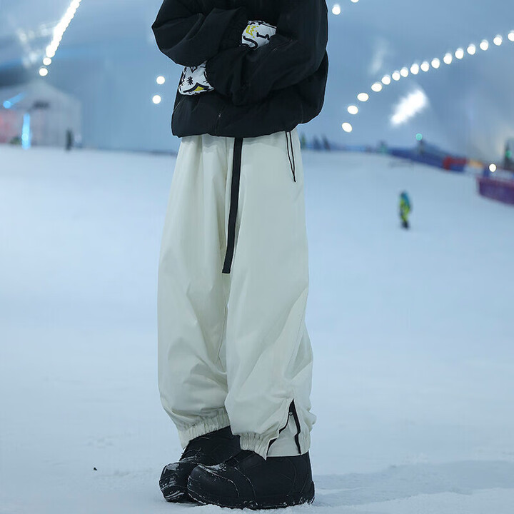 骆驼（CAMEL）滑雪服裤子女款冬季防风防水加绒冲锋裤宽松大码哈尔滨防寒裤 米白色加绒保暖防水滑雪裤 XL【图片 价格 品牌 报价】-京东