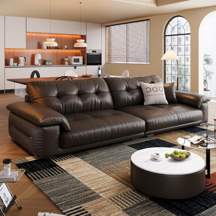 DDC意式极简真皮床9313 【奢雅之家】多人位/多靠2.42M 接触面S级耐磨耐刮生态皮【图片 价格 品牌 报价】-京东