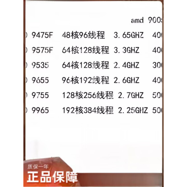 AMD9005正式版9755/9575F/9355/9655/9475F/9965/9565服务器CPU AMD 9555正式版 三年质保 ...