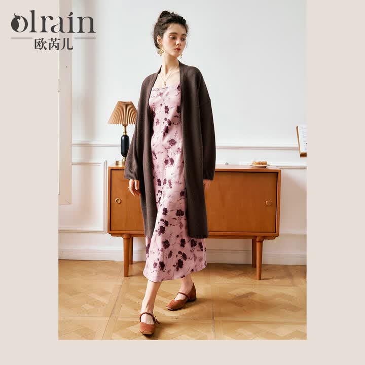Olrain欧芮儿法式咖色针织衫女春新款慵懒简约宽松针织开衫 咖色 M【图片 价格 品牌 报价】-京东