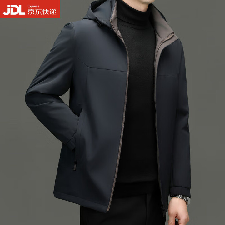 利郎 LESS IS MORE利郎冬季商务休闲羽绒服男连帽加厚短款外套中年爸爸装宽松鸭绒防 藏青色 3XL 190_适合175-185斤【图片 ...