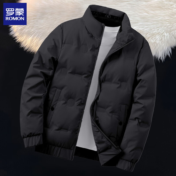罗蒙（ROMON）2025新国标50鸭羽绒轻羽绒服男式短休闲保暖立领男式冬季夹克 黑色 7808 M 90-110斤【图片 价格 品牌 报价】-京东